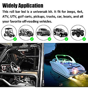 SUNPIE UTV Interior Light Universal UTV Dome Lights w/24 Chips Compatible with Polaris RZR/Ranger/General Honda Talon/Pioneer Kawasaki Mule/Teryx Can Am White and Green, 2PCS