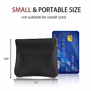 Travelambo Leather Squeeze Coin Purse Pouch Change Holder For Men & Women (01 Vintage Black)