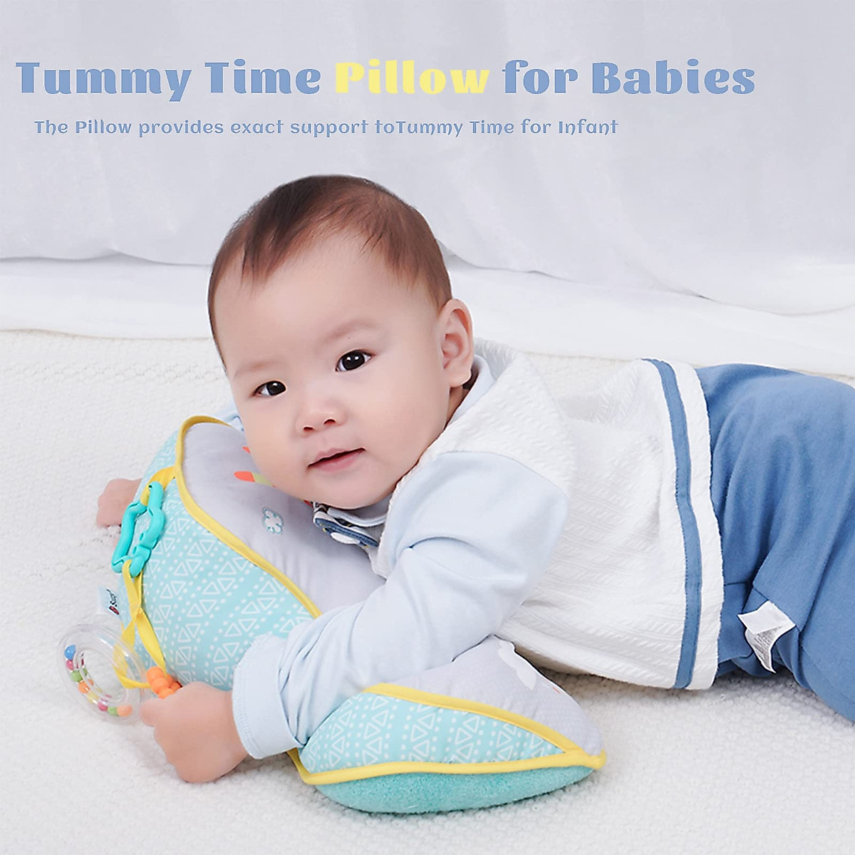 Infants Tummy Time Pillow, Tummy Time Pillow for Babies, Montessori Sensory Crawling Toy for Newborn Tummy Time Toys 0-6 Months, Ergonomic Design for Easier Parenting development, Support Pillow Toys