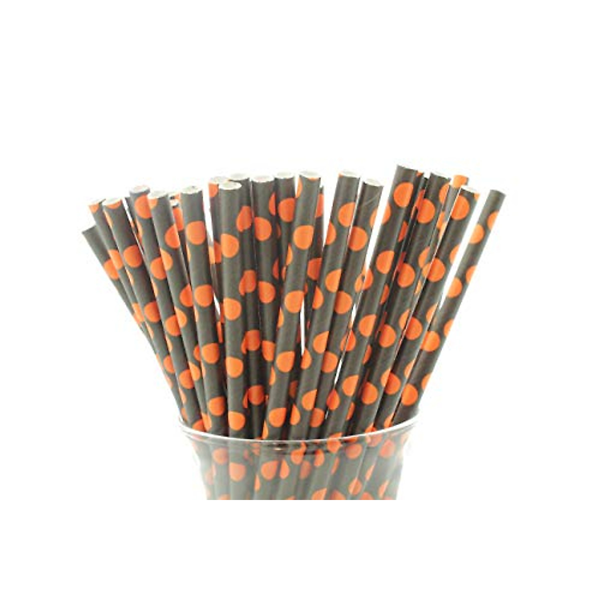 Halloween Spider and Dots Party Paper Straws | 50 Pack | Halloween Party Supplies and Decor | Black and Orange Premium Paper Straws