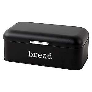 Juvale Stainless Steel Black Bread Box for Kitchen Countertop, Large Bin for 2 Loaves, English Muffins, Baked Goods Storage Containers (17 x 9 x 6.5 In)
