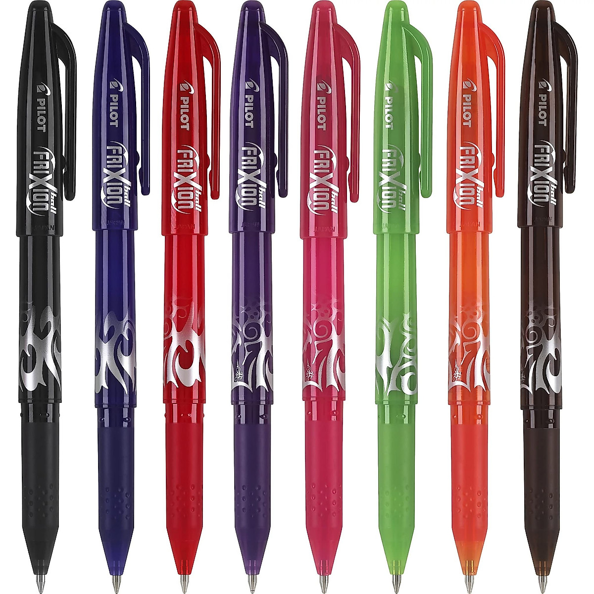 PILOT Pen 31569 FriXion Ball Erasable & Refillable Gel Ink Stick Pens, Fine Point, Assorted Color Inks,8 Count (Pack of 1) Pouch