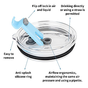 30oz Tumbler Cups Replacement Lids Compatible with YETI Rambler and More, Spill Proof Covers, Straw Friendly (Double Hole), 4 Count (Pack of 1)