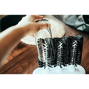 Glass Cleaning Brush, 3 Brush Glass Washer – Triple Glass Rinser, Cup Washer Brush, Glass Brushes for Washing Glasses