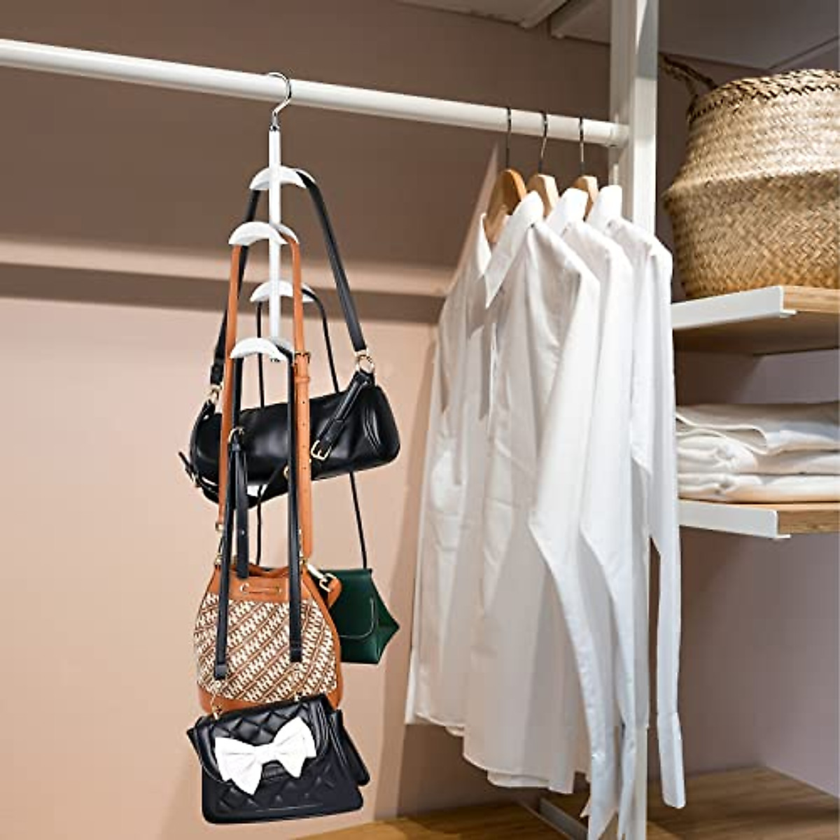 2 Packs Purse Hanger Organizer for Closet - Handbag Hanging Storage Organization Rotatable 360 Degree Shoulder Bag | Crossbody Bag | Tote Bag Organizer for Closet System, Wall