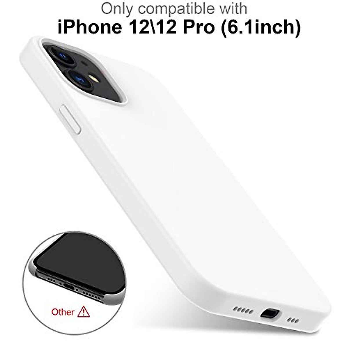 DEENAKIN for iPhone 12 Case,iPhone 12 Pro Case with Screen Protector,Soft Flexible Silicone Gel Rubber Bumper Cover,Slim Fit Shockproof Protective Phone Case for iPhone 12 Pro 6.1" White