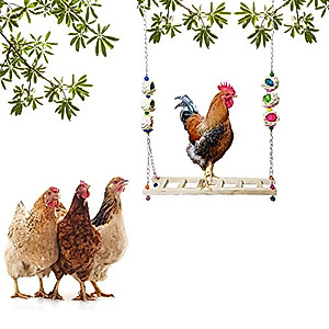 Vehomy Chicken Swing Chicken Perch Chicken Wood Ladder Stand Chicken Toy for Hens Handmade Chicken Coop Swing Toys for Chicks Rooster Hens