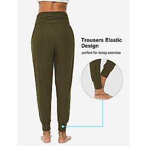 DIBAOLONG Womens Yoga Sweatpants Loose Workout Joggers Pants Comfy Lounge Pants with Pockets Army Green M