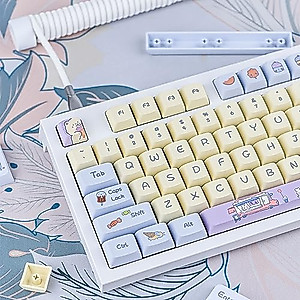 JOLINTAL 133 Keys Kawaii Keycaps Sets, PBT XDA Profile Keycaps, Dye-Sub Low Profile Keycaps 65 Percent Keycaps, Cute Cream PBT Keycaps Cherry MX Switch Keycaps for Mechanical Gaming Keyboard