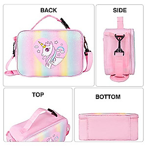 HITOP Kids Lunch Bag Box Double Insulated Water Resistant Fabric with Interior and Exterior Zippered Pockets and External Bottle Holder Ideal for Children 3+ Back to School Supplies