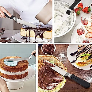 Offset Icing Spatula, Cake Angled Spatula Set with 6, 8, 10 Inch Blades, Cake Decorating Frosting Spatulas with Stainless Steel Handle (6,8,10 J79)