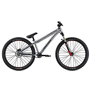 Mongoose Fireball Dirt Jump Mountain Bike, 26-Inch Wheels, Mechanical Disc Brakes, Chrome