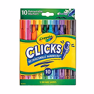 Crayola Washable Markers with Retractable Tips, Clicks, School Supplies, Art Markers, 10 Count