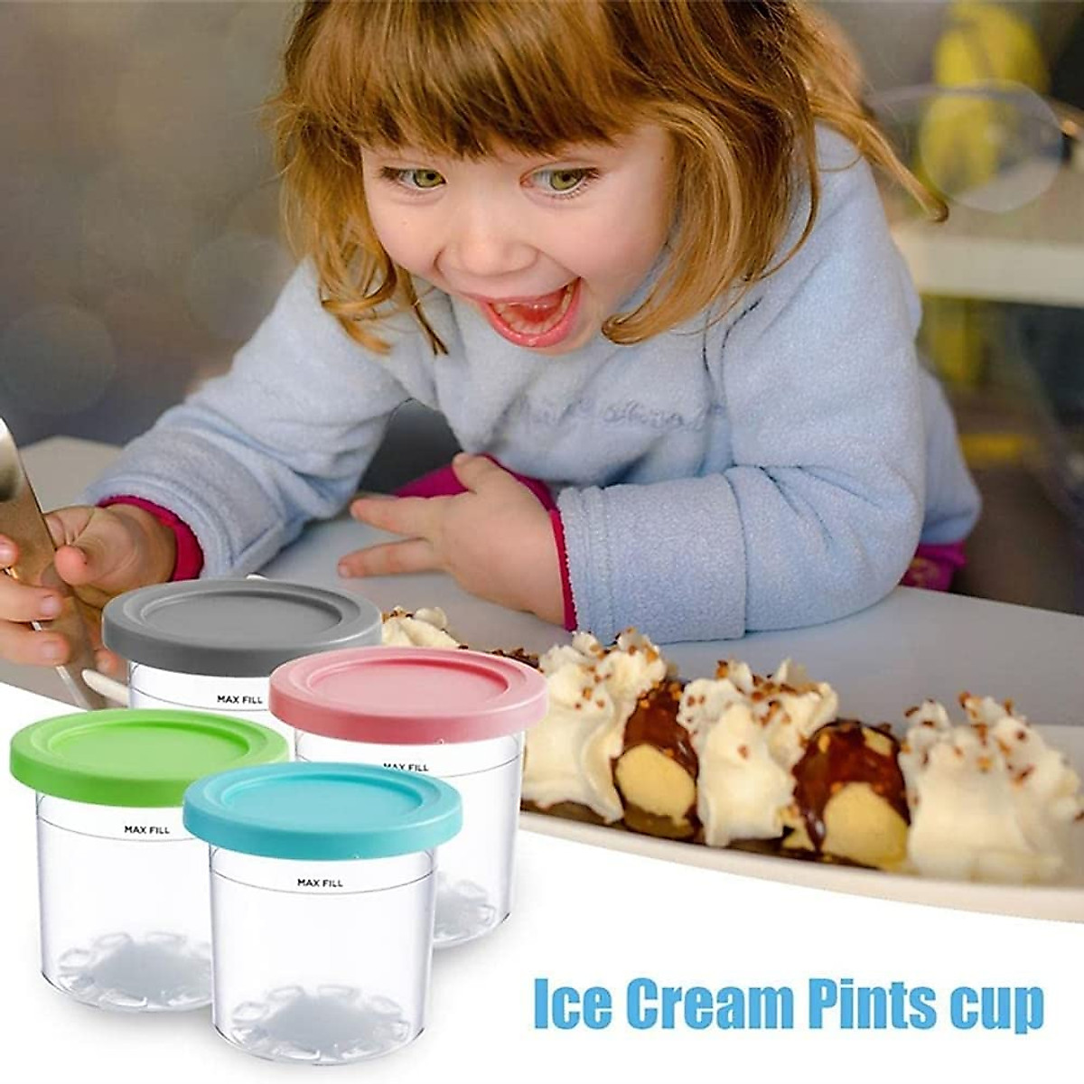 Seife 4Pcs Ice Cream Pints Cup for Ninja for NC299AM C300S Series Reusable Can Store Ice Cream Gelato