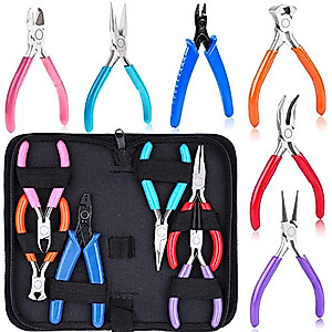 Jewelry Pliers, Acejoz 6pcs Jewelry Making Tools Kit Includs Needle Round Nose Pliers, Wire Cutters, Crimping Pliers, Bent Nose Pliers, End Nippers for Beading Craft