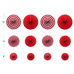 ONUPGO Red Paper Fans Hanging Paper Fans Flower Set, 12PCS Mexican Fiesta Kids Party Decorations Hanging Banner for Wedding Birthday Engagement Bridal Shower Baby Shower Event Holiday Celebration