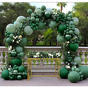 Dark Green and Sage Green Balloon Garland Double Stuffed Dusty Sage Green Balloons Forest Emerald Green Balloons Green Balloon Arch Kit for Baby Shower St. Patrick's Day Jungle Birthday Party Decor