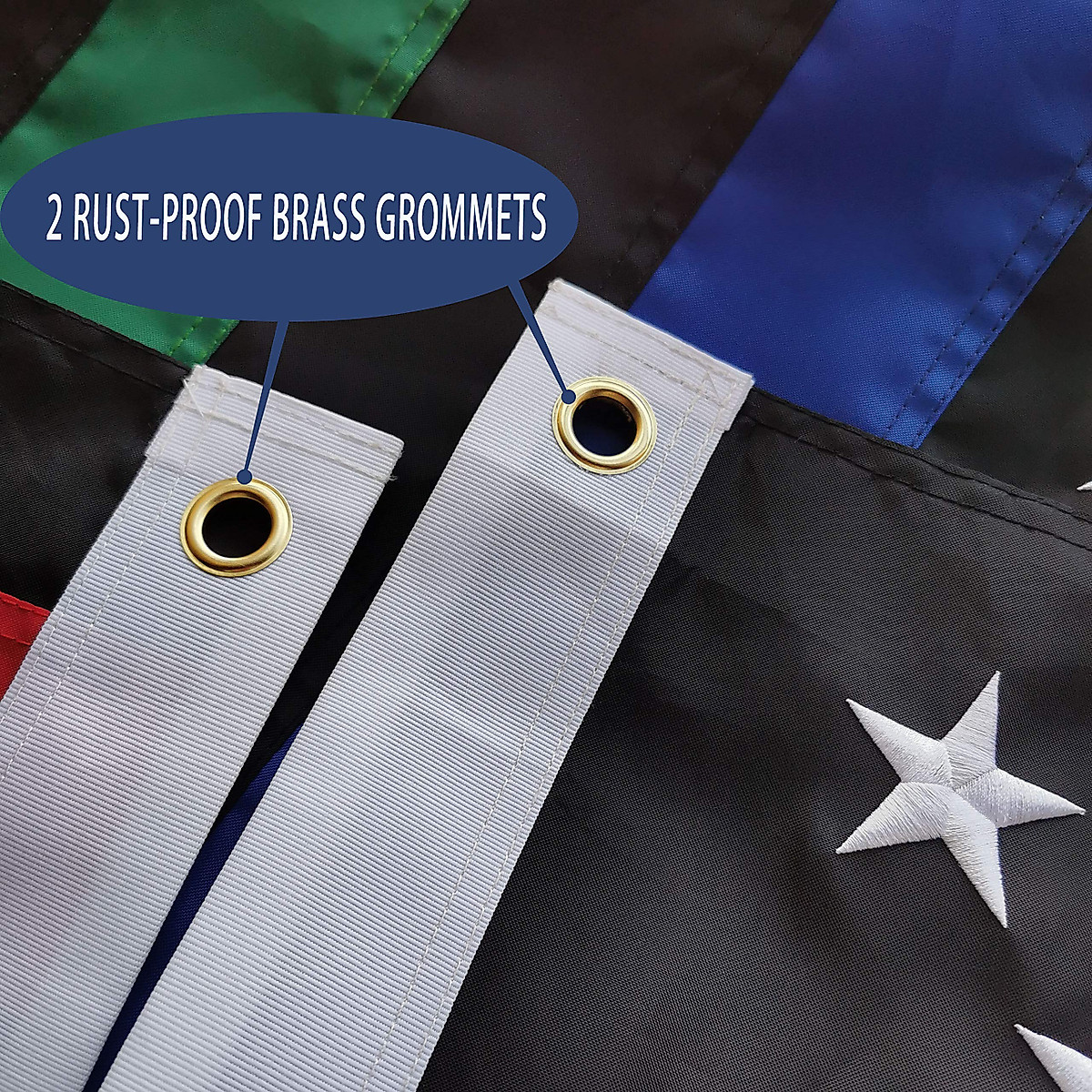 Embroidery Thin Red Blue Green Line Flag 3x5 Outdoor- Police Firefighter Military Flags Heavy Duty Vivid Colors UV Protection Double Stitched 210D Polyester with 2 Grommets