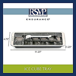 RSVP International Endurance® Vintage Inspired Ice Cube Tray, 11" | Retro Design for Bars & Kitchens | Levers Remove Cubes | Heavy Duty Stainless Steel | Dishwasher Safe