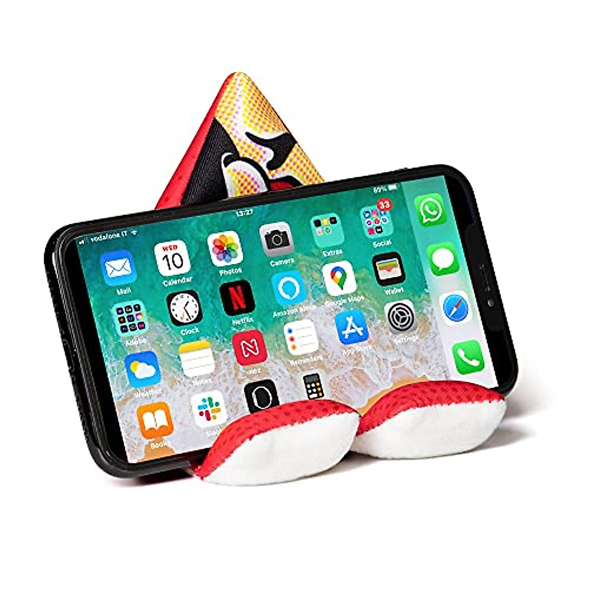 Plusheez Mobile Phone Holder | 2 in 1 Phone Stand with Micro Fibre Wipe | Screen Cleaner | Universal Phone Stand for Kids Children Adults | eReader/Kindle/Smartphone/Small Tablet Compatible (Lips)
