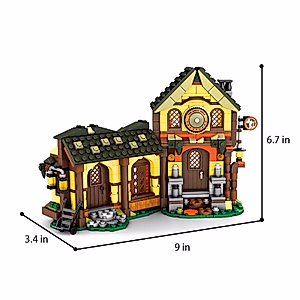 FUN LITTLE TOYS Village House Building Bricks Set with Farm Animals, for Kids, Treasure Box Prizes for Classroom, Goodie Bags Fillers