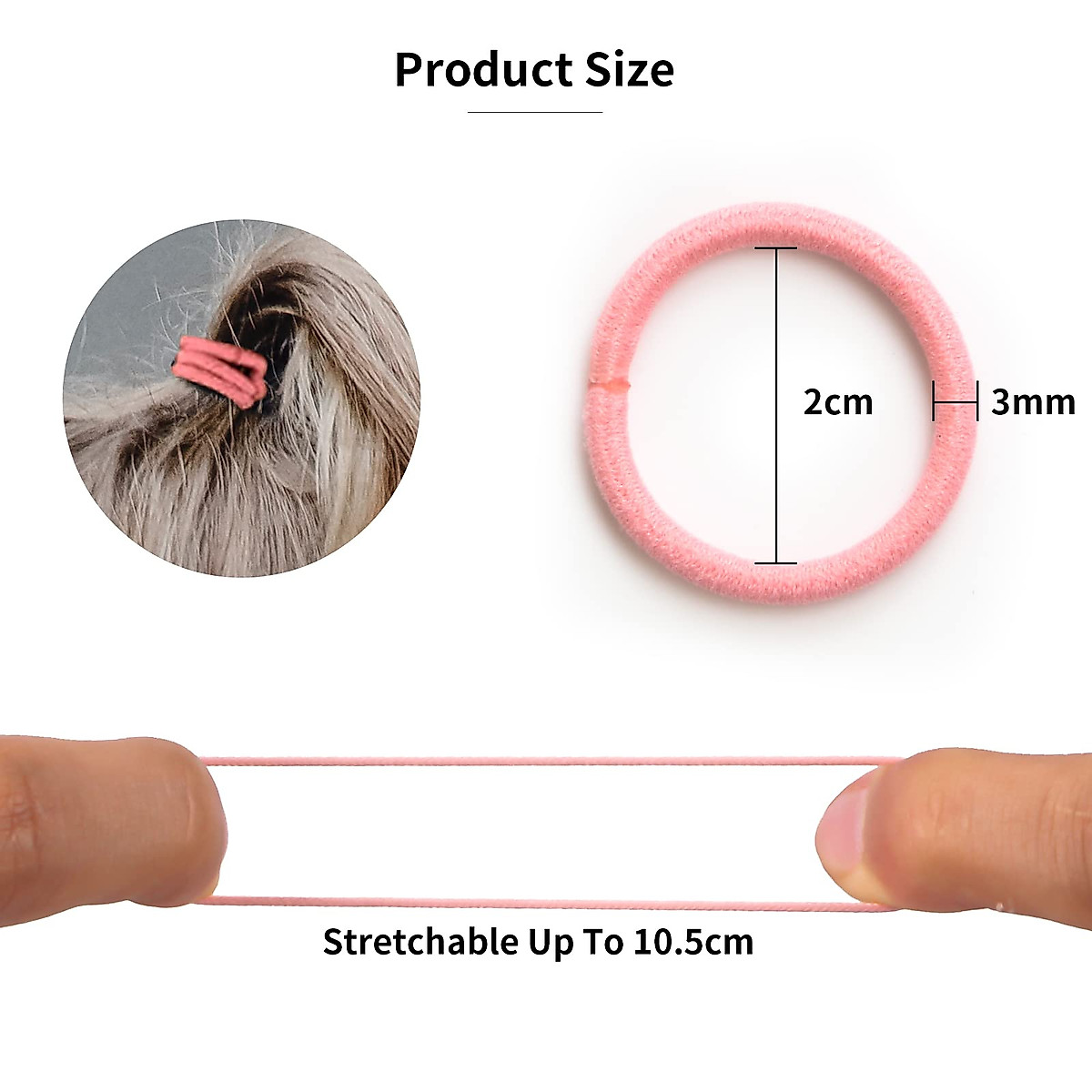 SYGY 200PCS Baby Hair Ties for Girls, Toddler Hair Tie 3mm Thick, Small Hair Ties Multicolor Elastic Hair Bands, No Hair Damage Cute Hair Accessories Ponytail Holder for Infants Kids