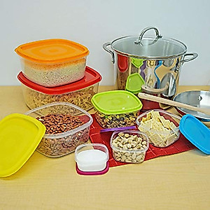 Rectangle Food Storage Containers, Set of 7 - Southern Homewares - Colorful Rectangle Holders w/Snap-On Lids