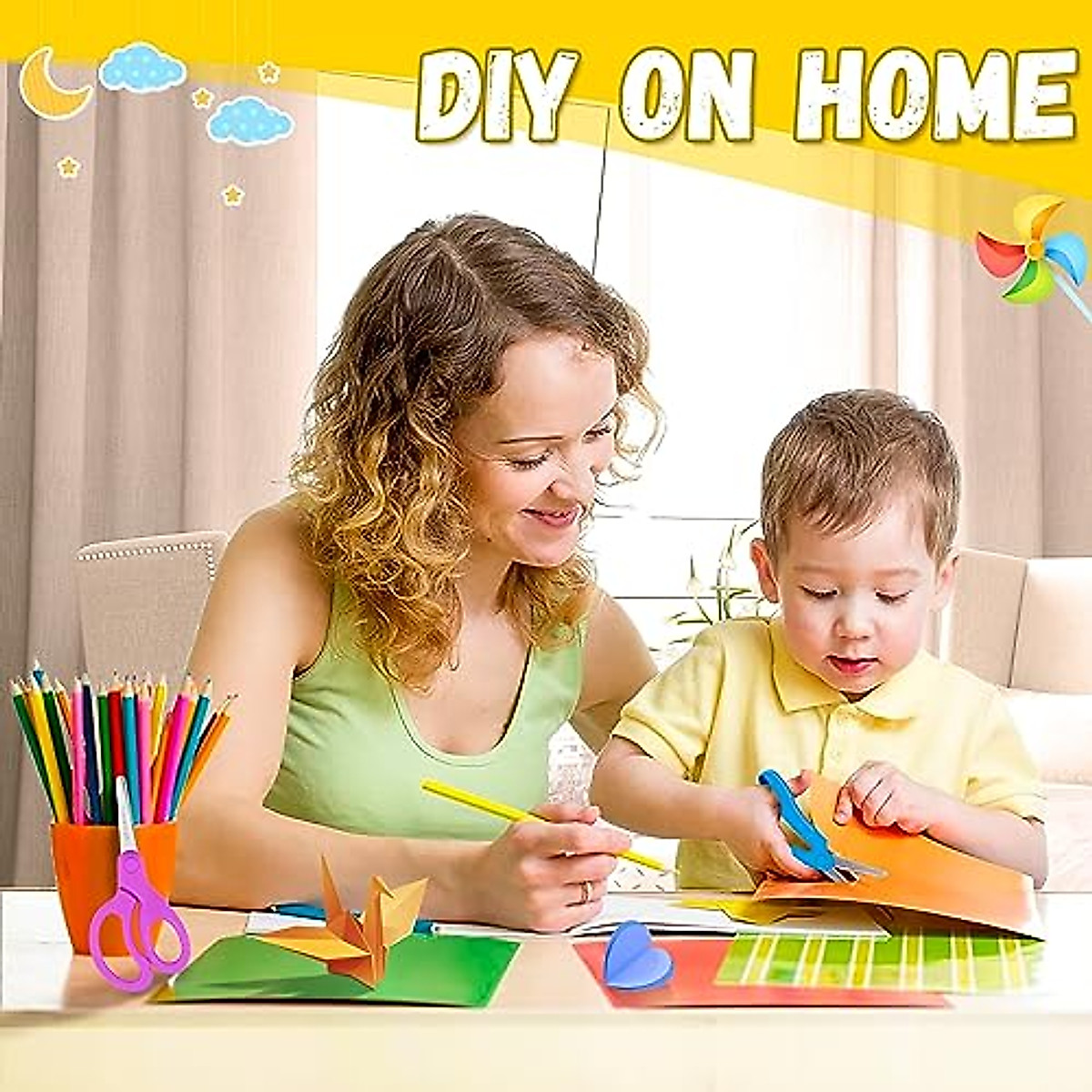 5" Kids Scissors, 6 Pack Blunt Tip Small Scissors Stainless Steel Safety Scissors, Comfort Grip Toddler Scissors for School Kids Classroom Children Craft Paper, School Supplies for Kids