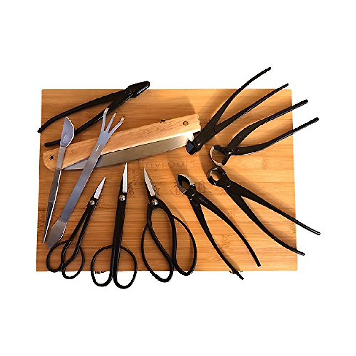 Tinyroots Bonsai Tools Package - Eleven Piece Carbon Steel Tool Kit, Bamboo Case