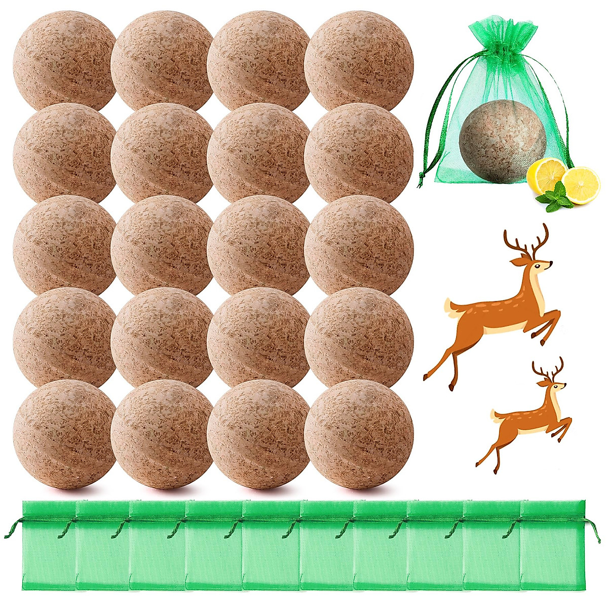 MAGIC CAT Deer Repellent Outdoor, 20 Pack Natural Peppermint Oil Deer and Rabbit Away Repellent for Plants Pet Family Safe, Deer Deterrent for Garden Yard Lawn Tree Protection