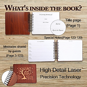 Wooden Funeral Guest Book Set for Memorial Service Celebration of Life Party Decorations in Loving Memory Guest Register Book with Pen& Stand, Included Table Sign,Share a Memory Cards and Box-Tree