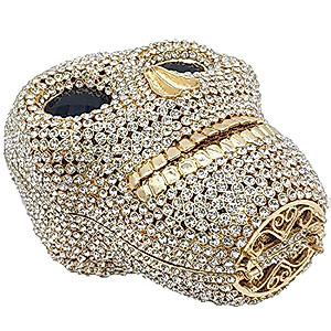 Halloween Novelty Skull Clutch Women Evening Bags Party Cocktail Crystal Purses and Handbags (Big, Gold&Silver)