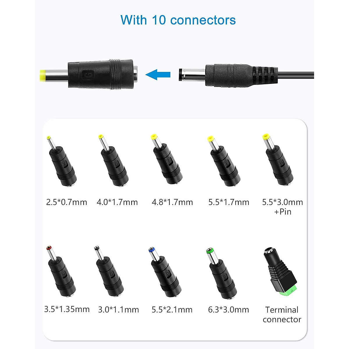 ALITOVE 24V 1A Power Supply Adapter DC 24 Volt 24W 1000mA 800mA 650mA 500A Power Converter Transformer with 5.5x2.5 5.5x2.1 5.5x3.0 5.5x1.7 4.8x1.7 4.0x1.7 3.5x1.35 3.0x1.1 2.5x0.7 6.3x3.0 10 Tips