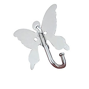 AOLZUNK Butterfly Hook 5 Set Stainless Steel Cute Butterfly Shaped Single Hooks, Coat Hooks, Key Hooks, Wall Hangers Heavy Duty Hooks for Hanging Coat/Hat/Towel/Robe/Bathroom Hooks