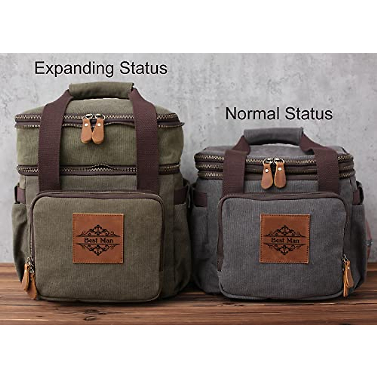 Personalized Cooler Bag, Groomsmen Gift Cooler, Insulated Double Compartment Lunch Cooler Bag, Reusable Lunch Box for Office Work Picnic Beach, Grey