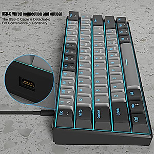 MageGee 60% Mechanical Keyboard, Gaming Keyboard with Blue Switches and Sea Blue Backlit Small Compact 60 Percent Keyboard Mechanical, Portable 60 Percent Gaming Keyboard Gamer(Black Grey)