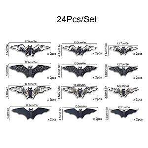 24Pcs Large Halloween Bats Decorations Hollow Out Bats Wall Decor, 3D Self-Adhesive PVC Scary Bat Stickers Halloween Party Indoor Supplies Waterproof Black Bats Wall Decals for Door Room Decor