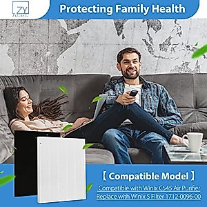 4 Pack C545 Replacement HEPA Filter Compatible with Winix C545 , Ture HPEA Filter S Only, Part number 1712-0096-00