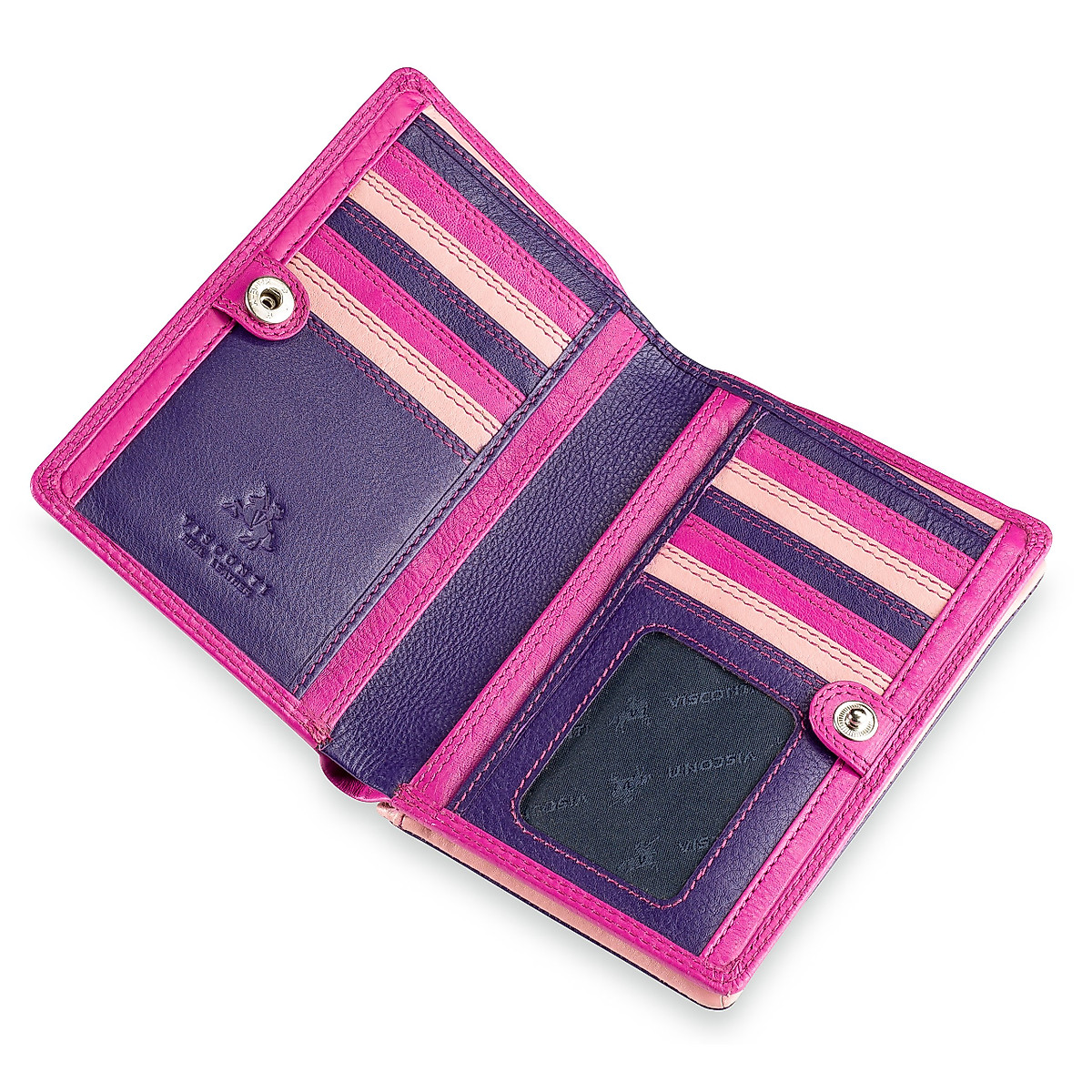 Visconti Penang RB109 Ladies Multi Colored Leather Wallet Purse 4" x 6" (Berry Multi)