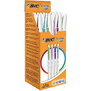 BIC Cristal Up Ballpoint Pens - Assorted Fashion Colours, Box of 20