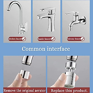 2 Pcs Faucet Aerator, 360° Swivel Kitchen Sink Faucet Aerator, Big Angle Twist, Dual-function 2-Flow Sprayer Faucet Head, Sink Sprayer Attachement, Faucet Replacement Part 55/64'', Chrome