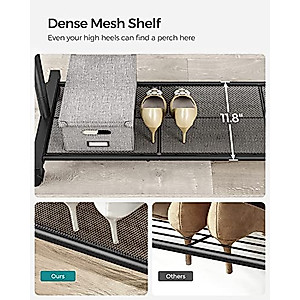 SONGMICS Clothes Rack with Wheels, 36 Inch Garment Rack, Clothing Rack for Hanging Clothes, with Dense Mesh Storage Shelf, 110 lb Load Capacity, 2 Brakes, Steel Frame, Black UHSR25BK