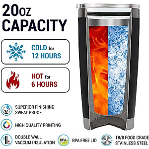 Abctec 20 oz US Army Black Double Wall Vacuum Insulated Stainless Steel Tumbler Travel Mug - Best Soldier Gifts for Women and Men, Gifts Present Ideas for Military Veteran