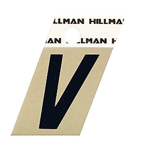 GLD V ADHV 1PC' Hillman 840536 Reflective Black Metal Self-adhesive Letter V 1 Pc.