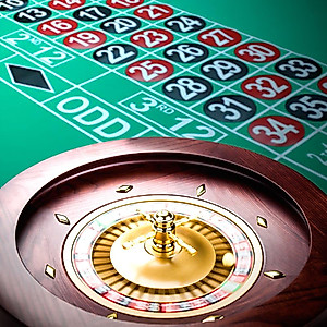 Brybelly Deluxe Wooden Roulette Wheel Set,18" Red/Brown Mahogany with Double-Zero Layout, Casino Grade Precision Bearings, Aircraft Aluminum Dish,Chrome-Plated Brass Turret Casino Game Night Essential