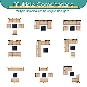 LAFWELL 7 Pieces Outdoor Patio Furniture Sets,Rattan Conversation Sectional Set,Manual Weaving Wicker Patio Sofa with Tea Table