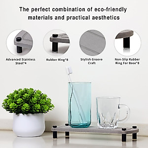 Kibelly Instant Dry Sink Organizer,Kitchen & Bathroom Sponge Soap Rack Dispenser,Countertop Fast Drying Tray Holder，Stainless Steel & Rubber Base Protection