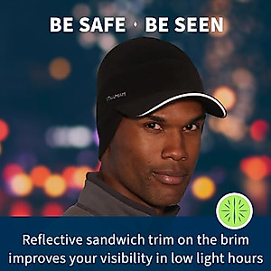 TrailHeads Men's Fleece Hat Baseball Cap - Drop Down Ear Warmer Flaps - Winter Caps for Men for Running, Golf, Hunting Black