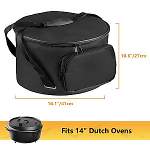 SIRUITON Dutch Oven Bag,Suit for 14 Inch Dutch Oven, Carry Bag with Extra Inner Crossed Straps & Pockets