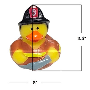 AMERICAN WIT Firefighter Rubber Ducks (2") Standard Size. (12 Pack) Cute Duck Bath Tub Pool Toys